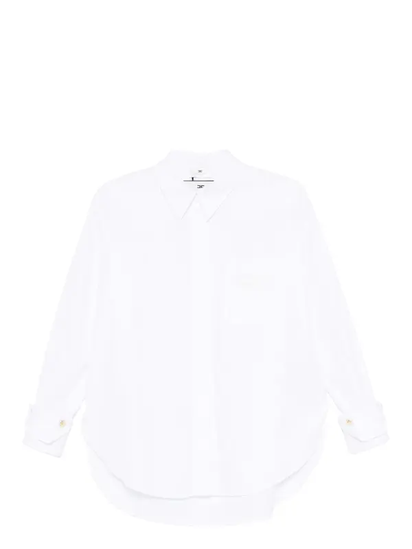 Elisabetta Franchi Logo-embroidered Poplin Shirt - White