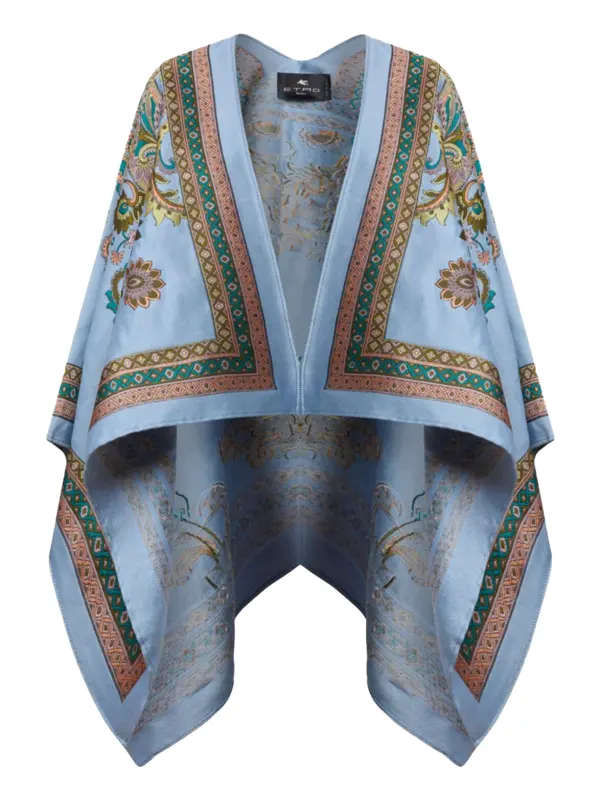 Etro Paisley-jacquard Cape - Blue