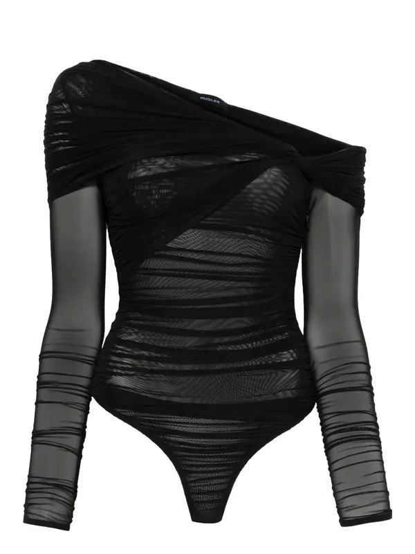 MUGLER Off-shoulder Bodysuit - Black