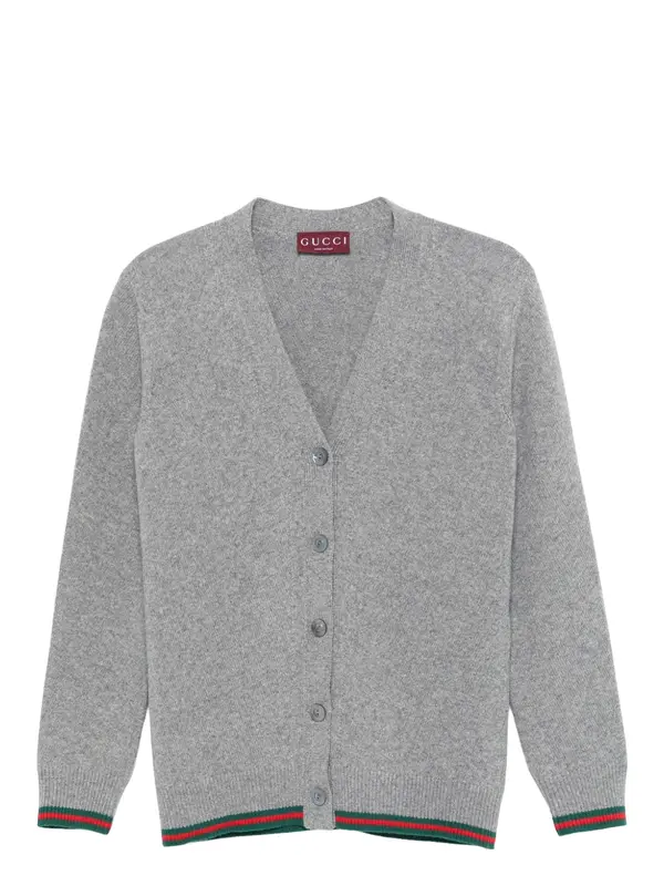 Gucci Web-stripe Cardigan - Grey