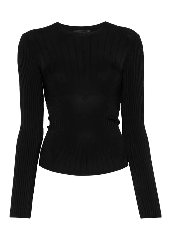 MUGLER Sculpting Knit Top - Black