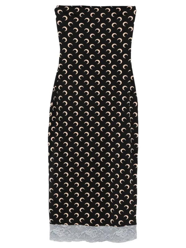 MARINE SERRE Crescent Moon Jersey Midi Dress - Black
