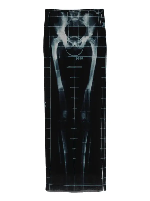 Jean Paul Gaultier X-ray Print Maxi Skirt - Black