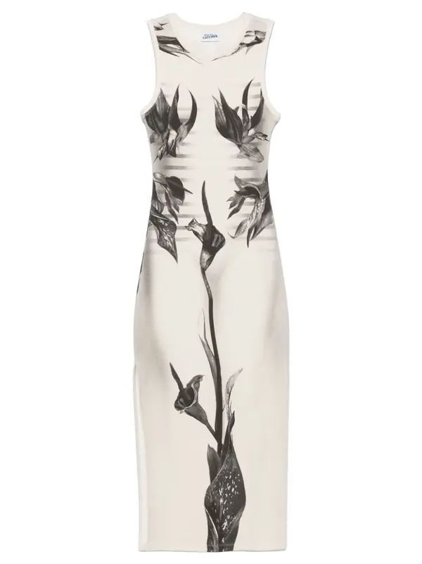 Jean Paul Gaultier Floral-print Midi Dress - White