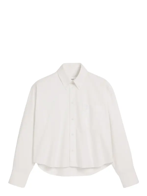 Ami Cotton Cropped Shirt - White