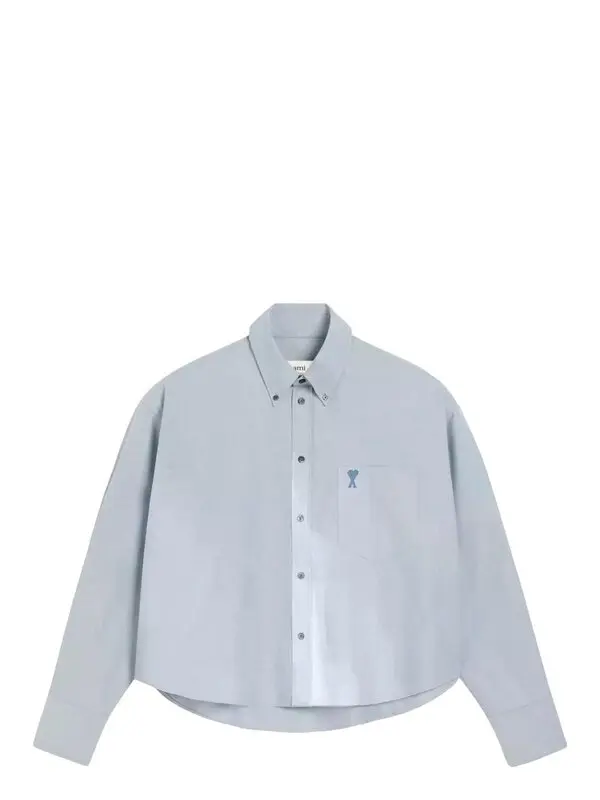 Ami Button-down Cropped Shirt - Blue