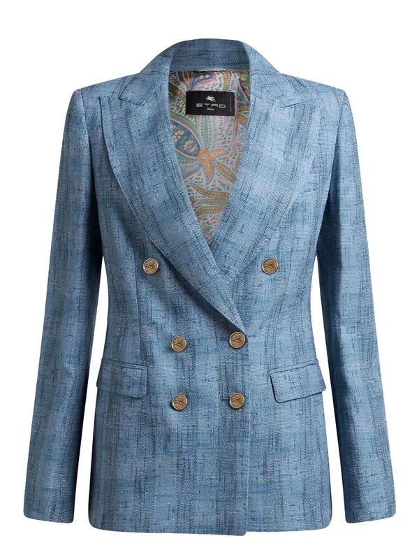 Etro Check Blazer - Blue