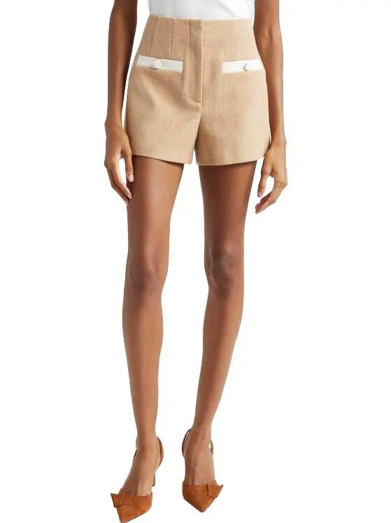 Veronica Beard Gershwin Tweed Shorts - Khaki