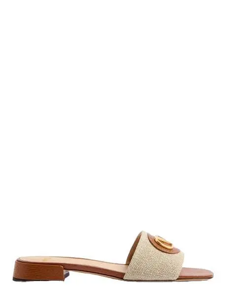 Valentino Garavani Vlogo Signature Slide Sandal - Natural Multi