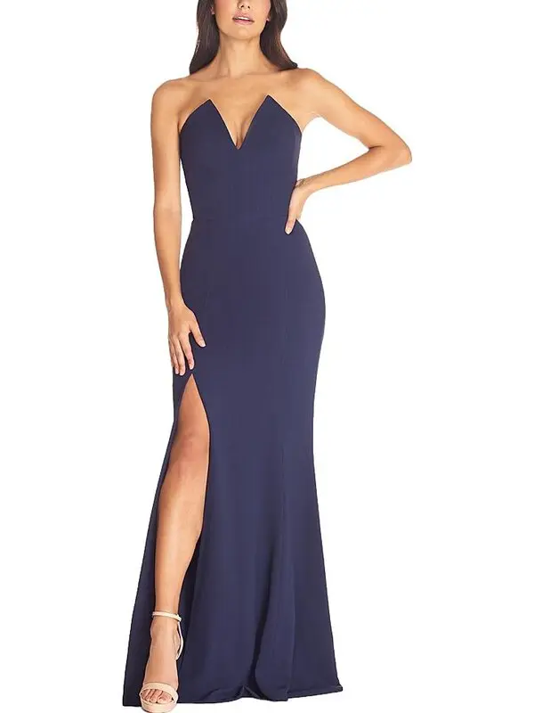 Dress The Population Fernanda V Wire Bodycon Gown - Midnight Blue