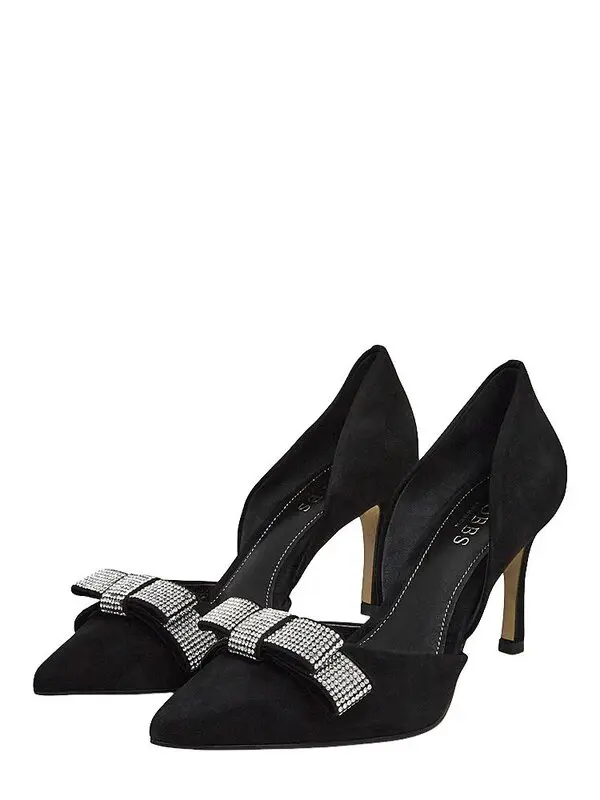 HOBBS LONDON Elva Jeweled Bow Court Kitten Heel Pumps - Black