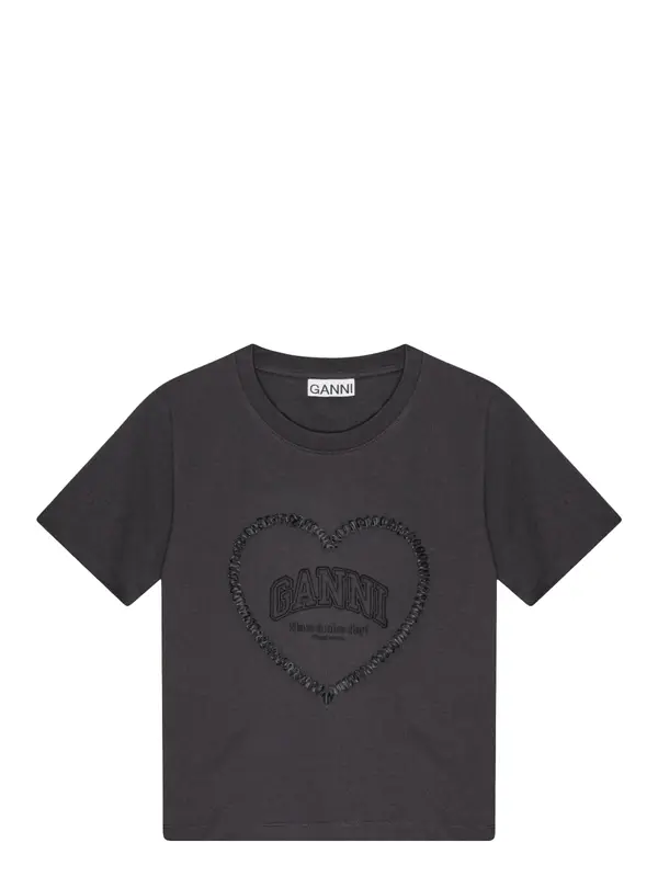 GANNI Heart-motif T-shirt - Grey