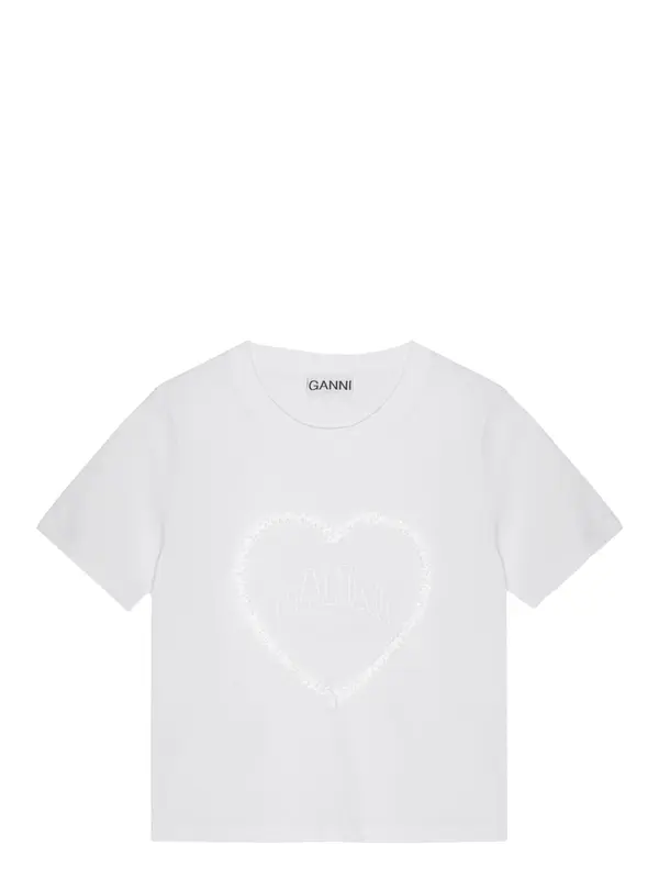 GANNI Heart-appliqué T-shirt - White