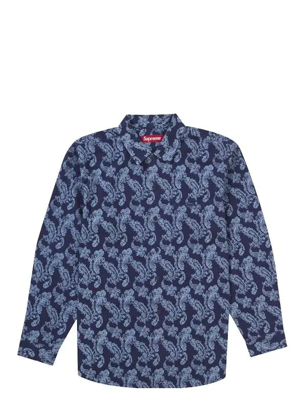 Supreme Paisley Flannel Shirt - Navy Blue