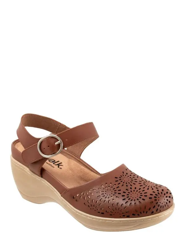 Softwalk Mabelle Platform Wedge Clogs - Luggage