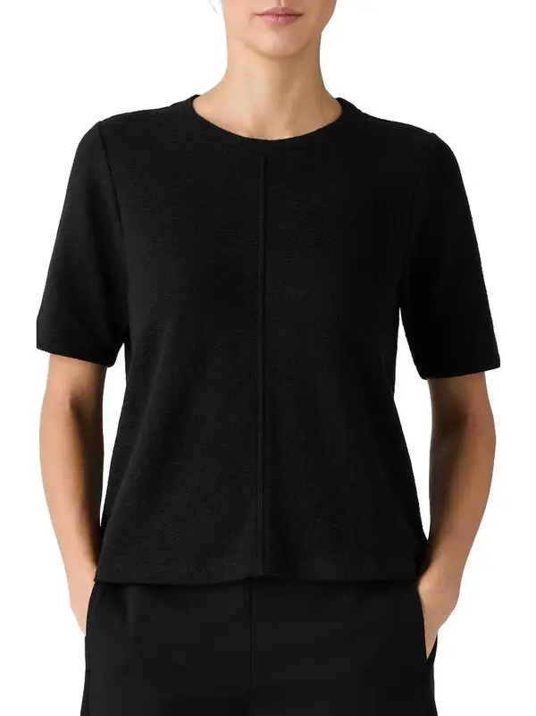 Eileen Fisher Crewneck Short Sleeve T-shirt - Black