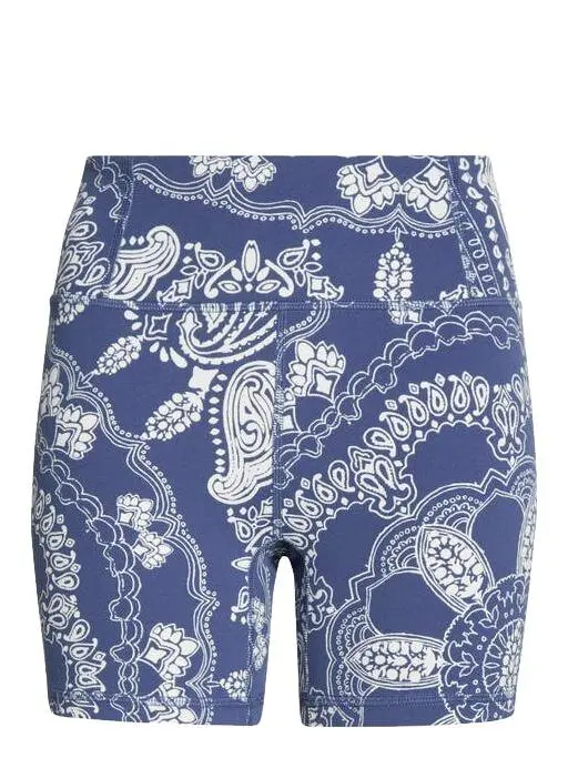 Free People Printed Bike Shorts - Blue Indigo Bandana