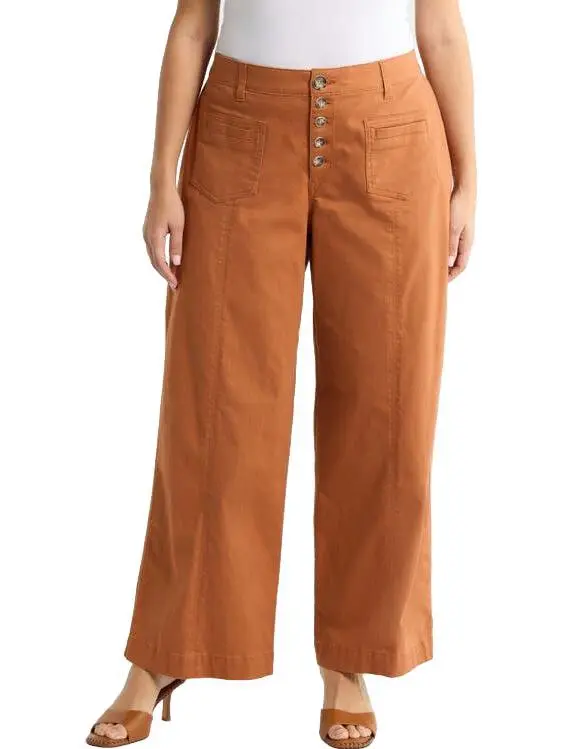 Wit & Wisdom Ab'solution Skyrise Wide Leg Twill Pants - Desert Bronze