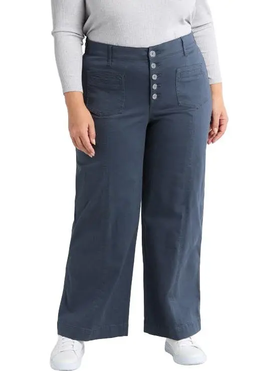 Wit & Wisdom Ab'solution Skyrise Wide Leg Twill Pants - Orion Blue