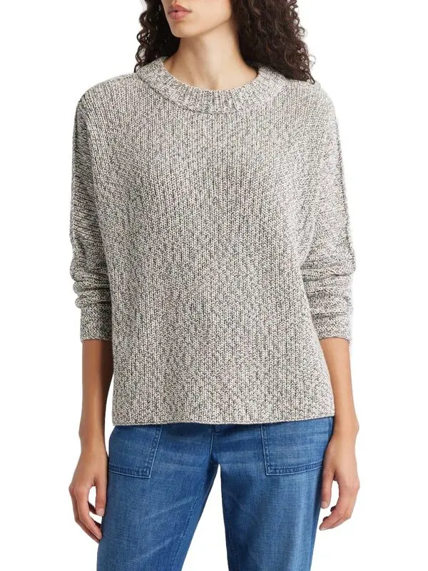 Frank & Eileen Montecito Cotton Sweater - Ivory Camel Navy
