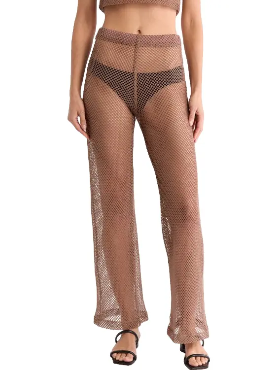 BOAMAR Atalaya Mesh Wide Leg Cover-up Pants - Coffee