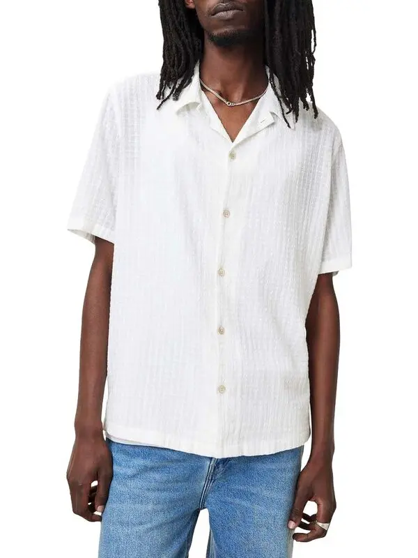 ALLSAINTS Madin Seersucker Camp Shirt - Sandy White