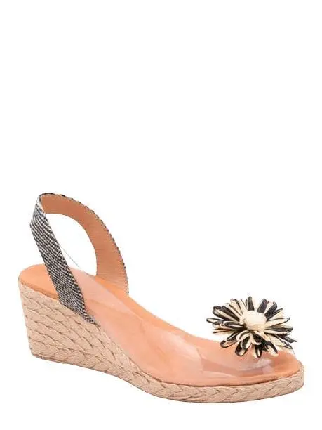Andre Assous Slingback Espadrille Wedge Sandals - Natural/ Black