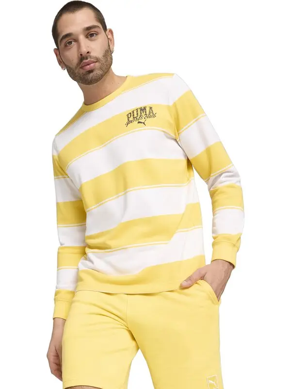 PUMA Striped Crewneck Sweatshirt - Yellow