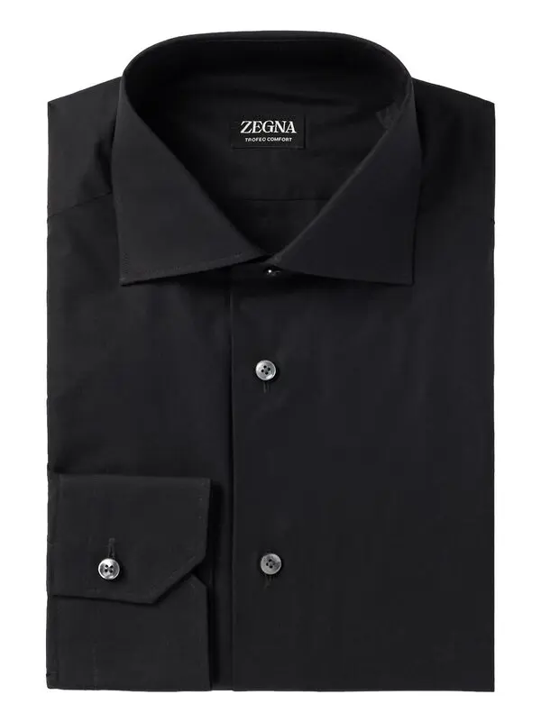 Zegna Trofeo Cotton-poplin Shirt - Black