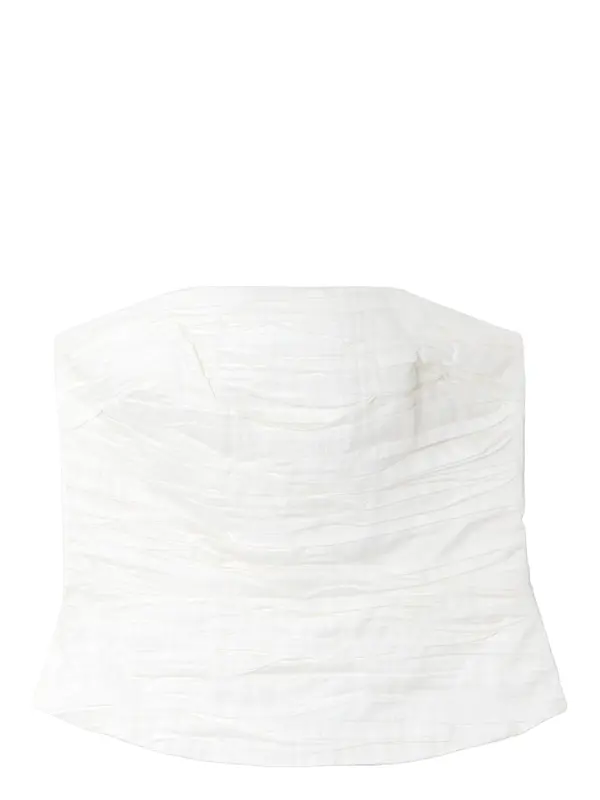 Aje Sunbeam Strapless Ruched Top - Ivory