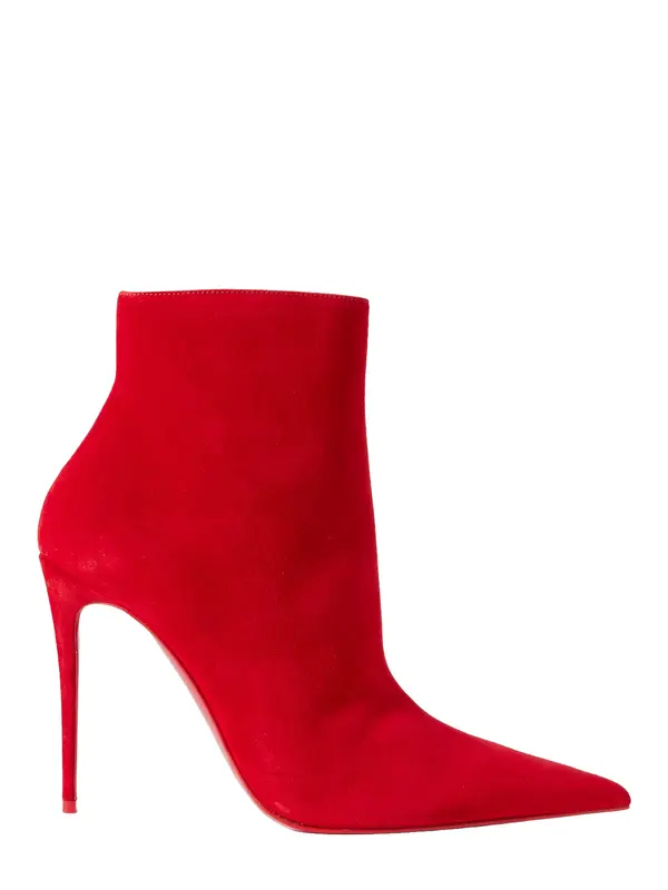 CHRISTIAN LOUBOUTIN Kate Max 100 Suede Ankle Boots - Red