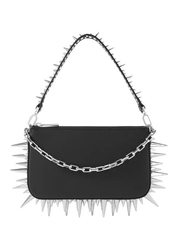 CHRISTIAN LOUBOUTIN Loubila Mini Spiked Leather Shoulder Bag - Black
