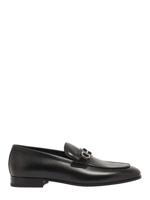 FERRAGAMO Gancini Leather Loafers - Black