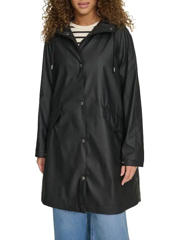 LEVI'S Water Resistant Long Rain Jacket - Black
