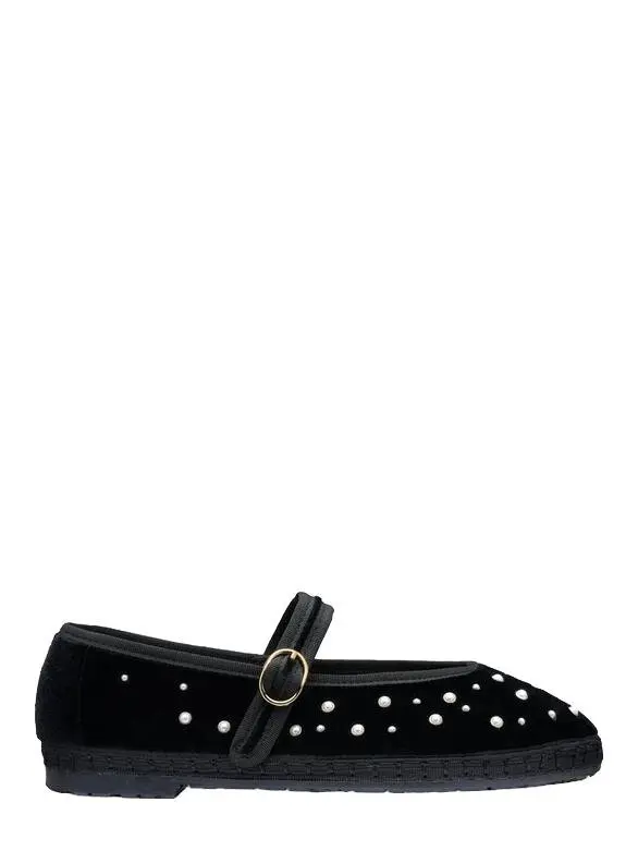 Sea Pearl Mary Jane Flats - Black