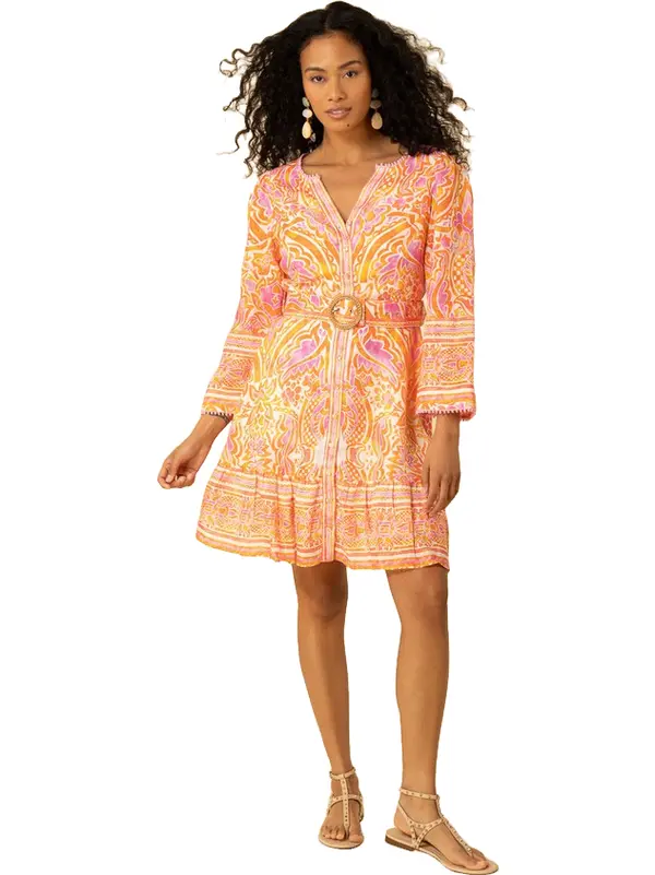Hale Bob Davina Linen Mini Dress - Orange