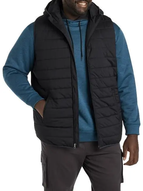 SOCIETY OF ONE BY DXL Big & Tall Hooded Puffer Vest - Black