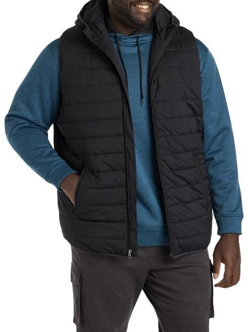 SOCIETY OF ONE BY DXL Big & Tall Hooded Puffer Vest - Black