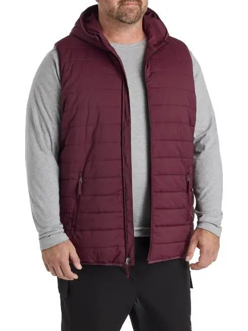 SOCIETY OF ONE BY DXL Big & Tall Hooded Puffer Vest - Burgundy