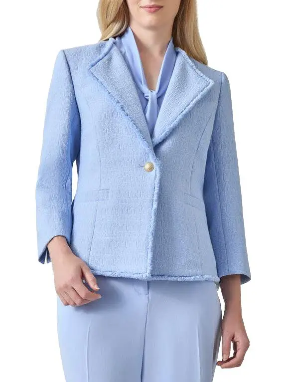 KASPER Textured Single-button Blazer - California Sky