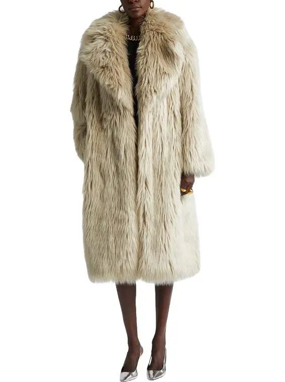 St. John Faux Fur Coat - Mastic
