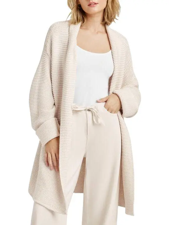 Splendid Claudia Longline Cotton Open Front Cardigan - Moonstone
