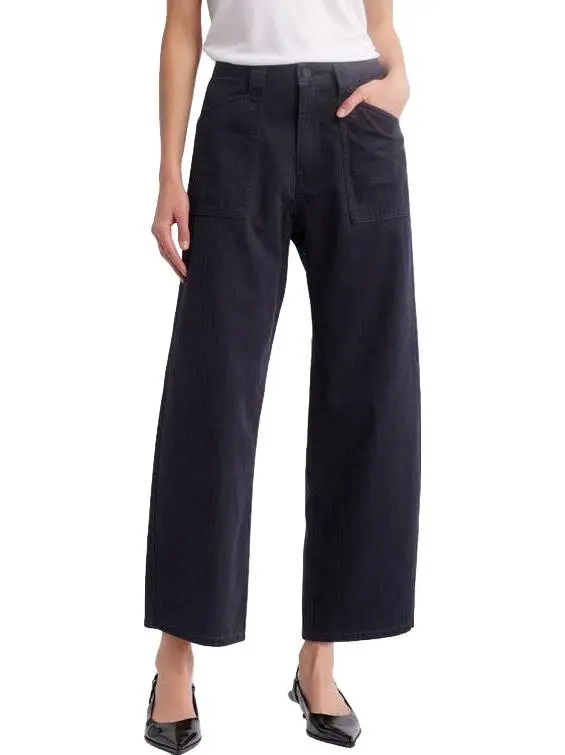 Moussy Vintage Crotona Utility Cotton Ankle Pants - Navy