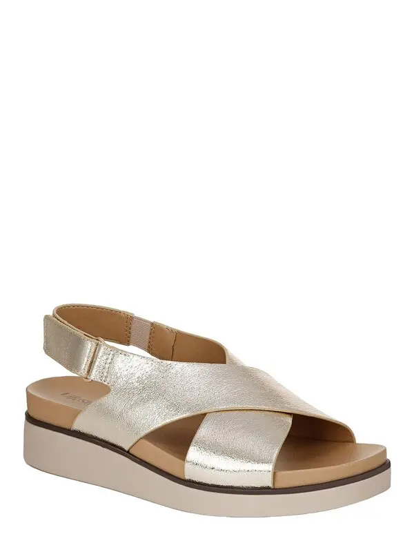 LIFESTRIDE Georgina Slingback Platform Wedge Sandals - Gold
