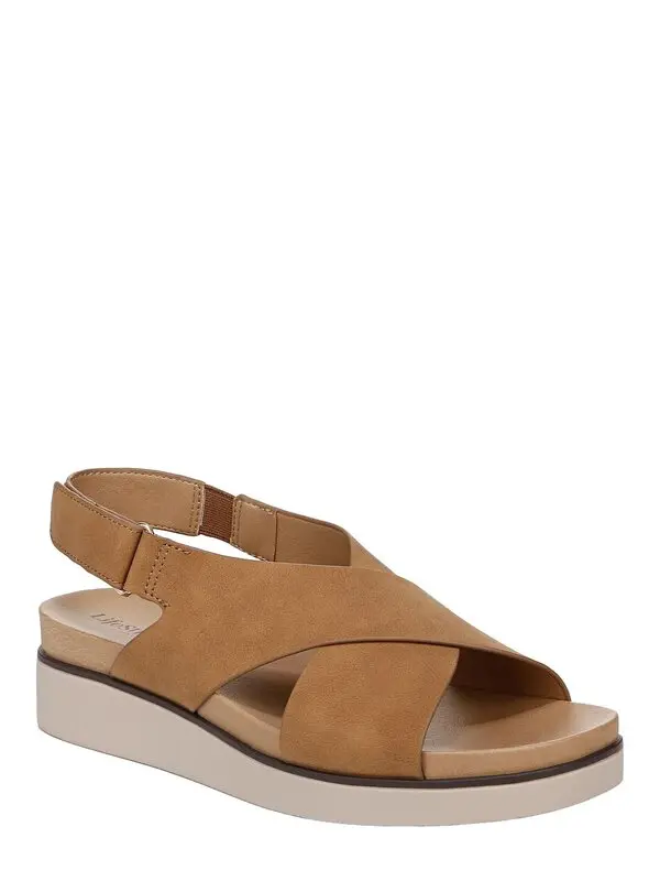 LIFESTRIDE Georgina Slingback Platform Wedge Sandals - Tan