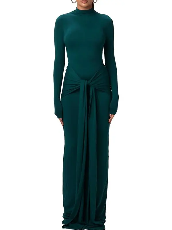 Naked Wardrobe Tie Front Maxi Dress - Deep Teal