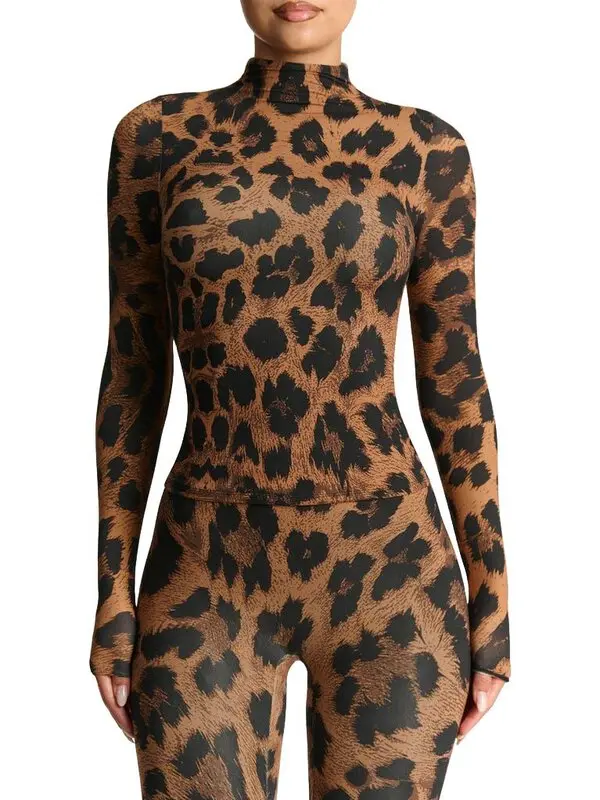Naked Wardrobe Print Turtleneck Top - Leopard