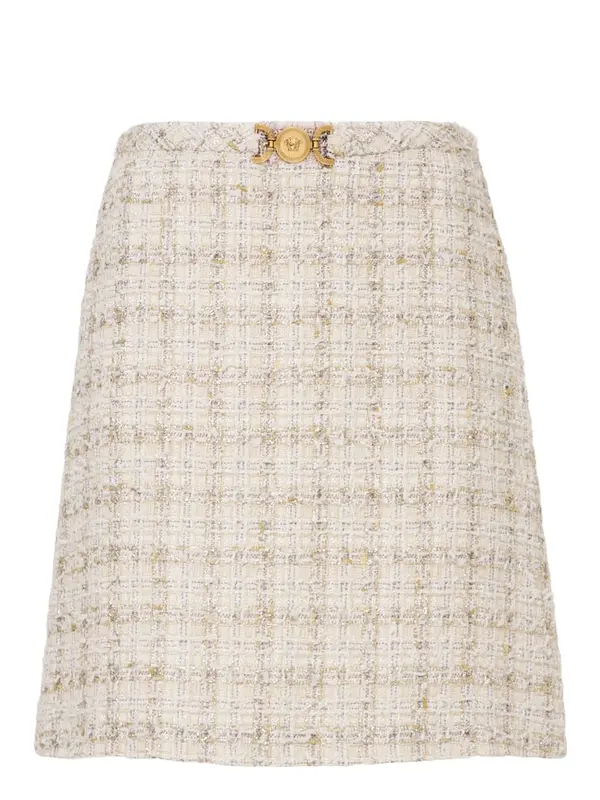 Versace Embellished Tweed Miniskirt - Beige