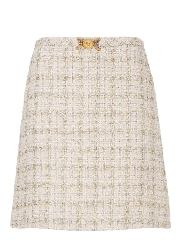 Versace Embellished Tweed Miniskirt - Beige