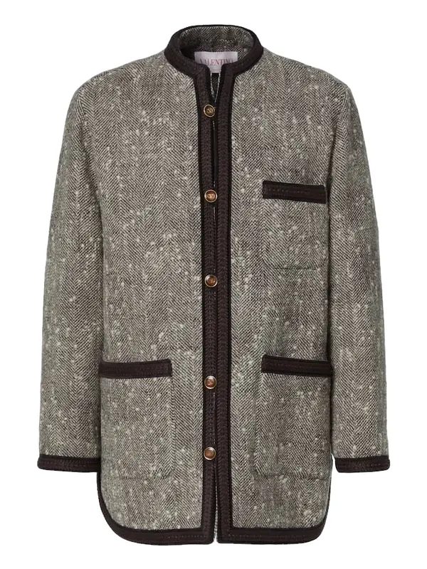 Valentino Garavani Melange Wool-blend Jacket - Black
